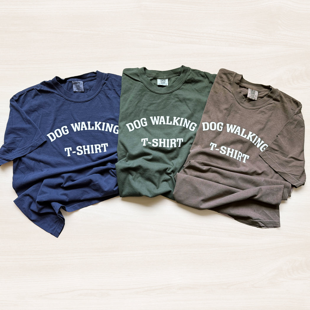 Dog Walking T-Shirt | Unisex 100% Ringspun Cotton Tee in Multiple Colo ...